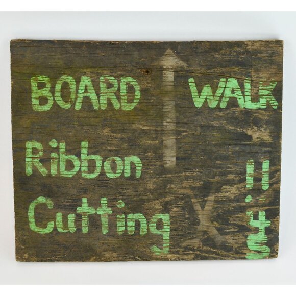 Accents | Vintage Wood Sign 15 X 18 Board Walk Ribbon Cutting | Poshmark